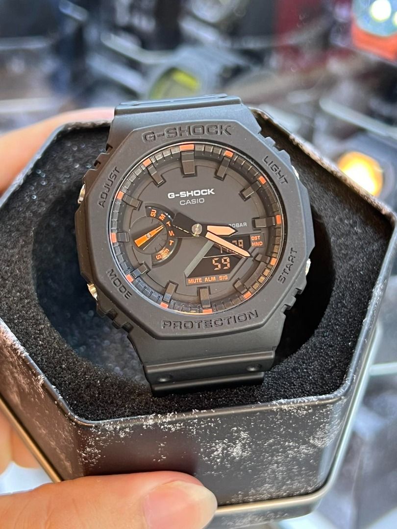 ORIGINAL G-SHOCK Analog Digital Orange Dial Watch GA-2100-1A4DR, Men's ...