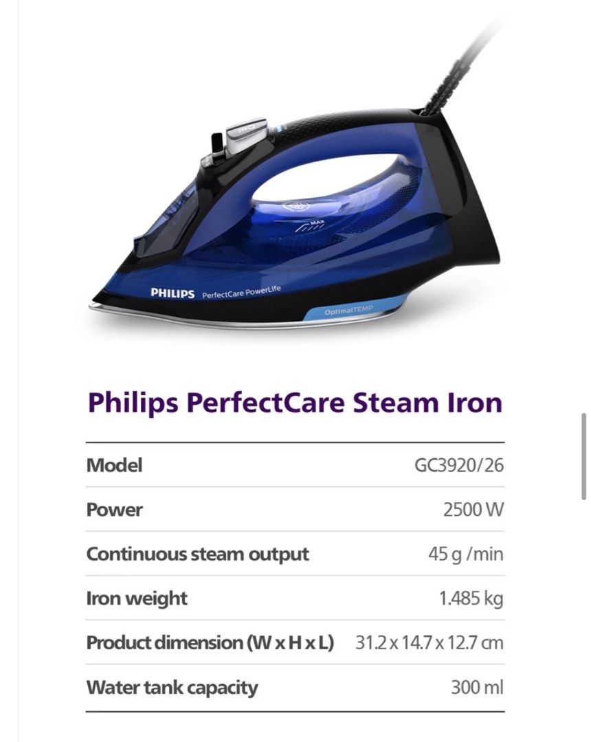 Philips IRON - GC3920/26, TV & Home Appliances, Irons & Steamers on ...