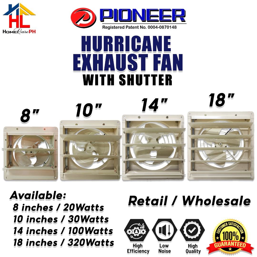 Pioneer Hurricane Exhaust Fan with Shutter (Wall Type), Commercial ...