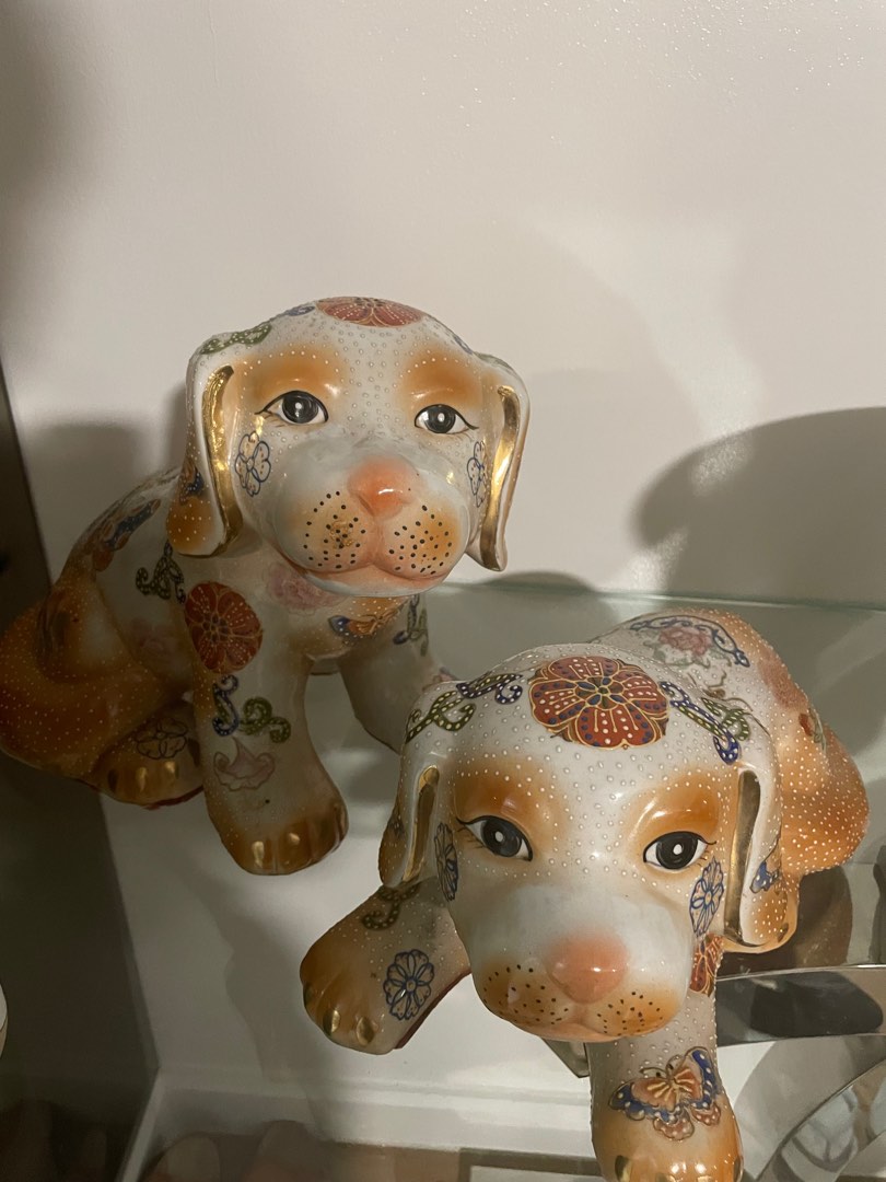 Porcelaine ceramic pair of dogs, Furniture & Home Living, Home Decor ...