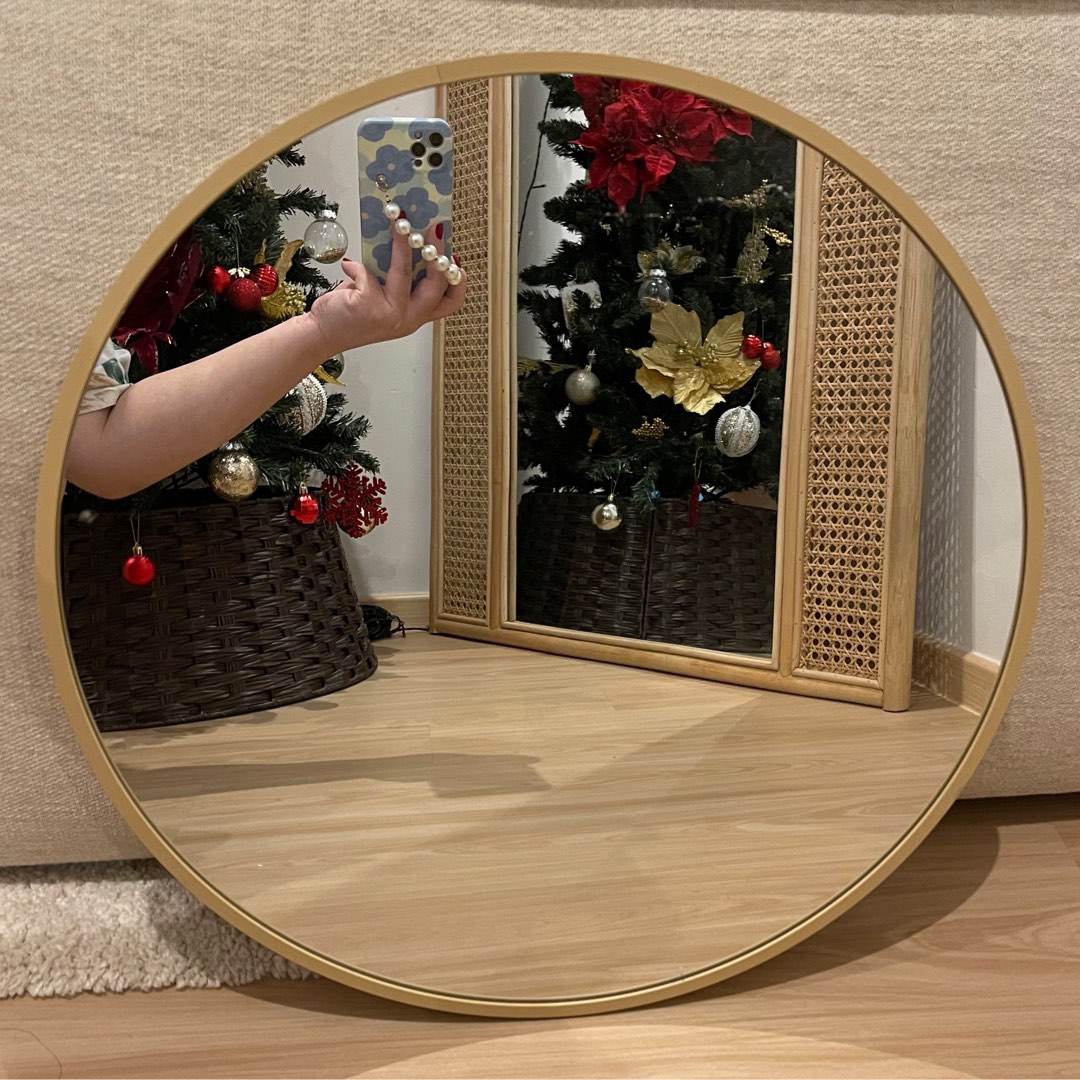 Round matte gold mirror , Furniture & Home Living, Home Decor, Mirrors ...