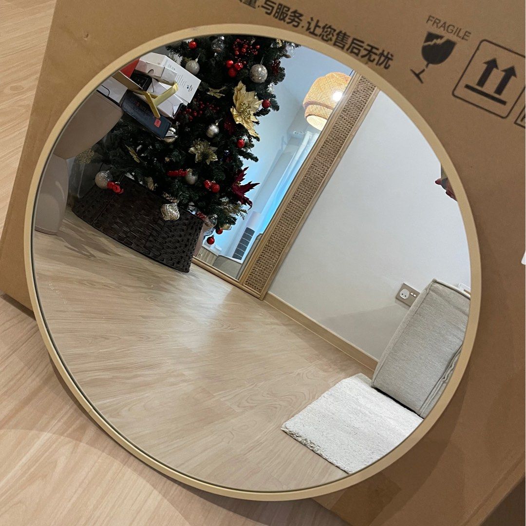 Round matte gold mirror , Furniture & Home Living, Home Decor, Mirrors ...