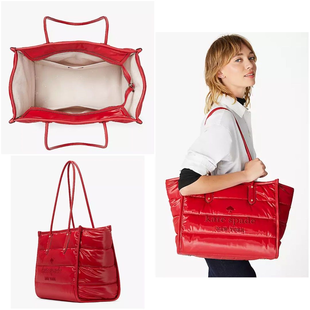 SALES (Ends 30 Nov Noon) Kate Spade Ella Puffy Extra Large Tote Brushed Steel/ Black/Candied ...