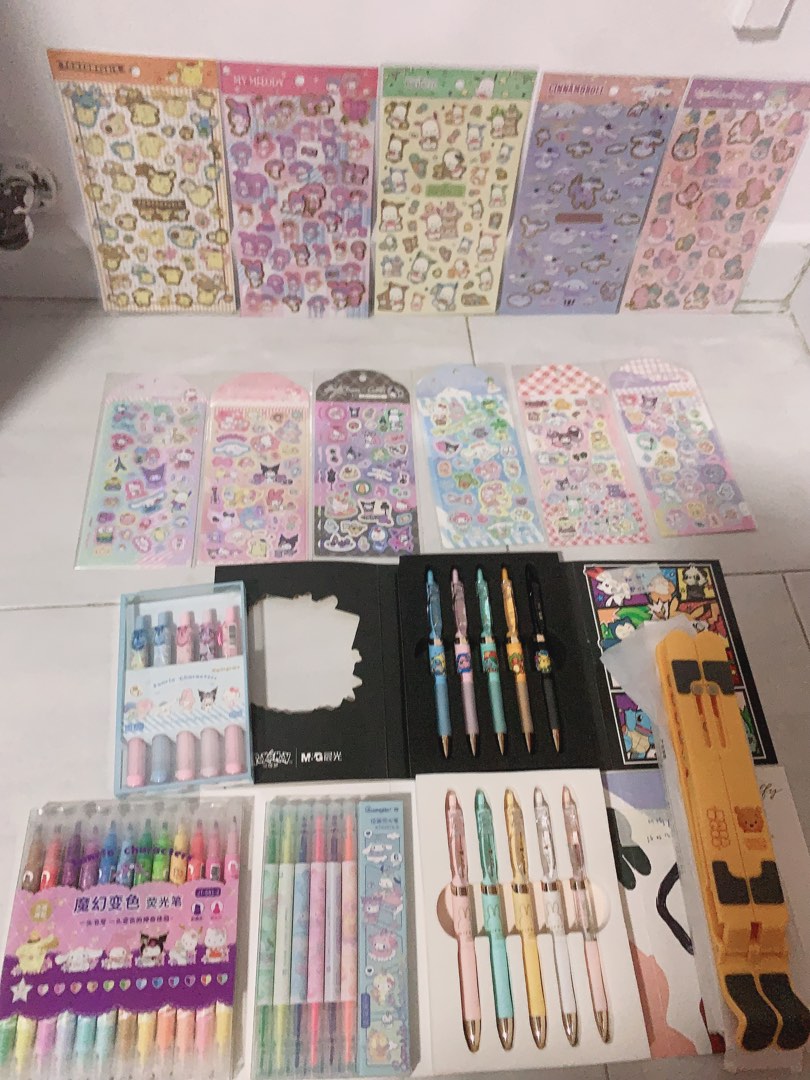 Sanrio character sticker pen set highlighter Winnie the Pooh laptop ...
