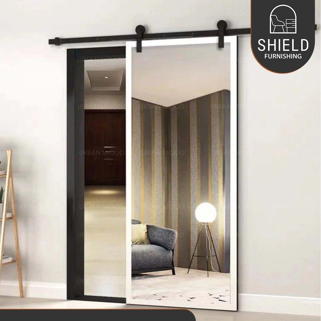Selena Rustic Sliding Mirror Door, Furniture & Home Living, Home Decor ...
