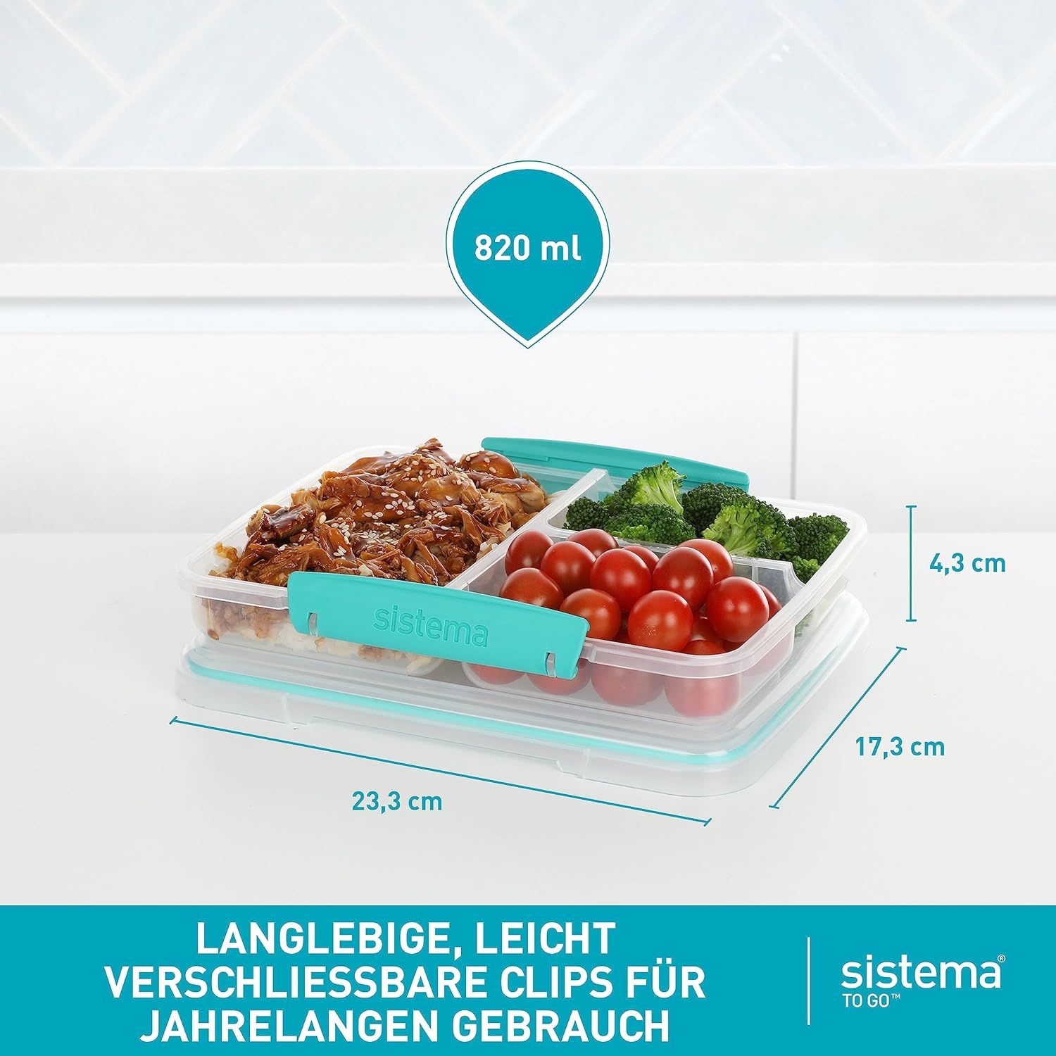 Sistema To Go Multi Split Meal & Food Dividers & Clips | 820ml | BPA ...