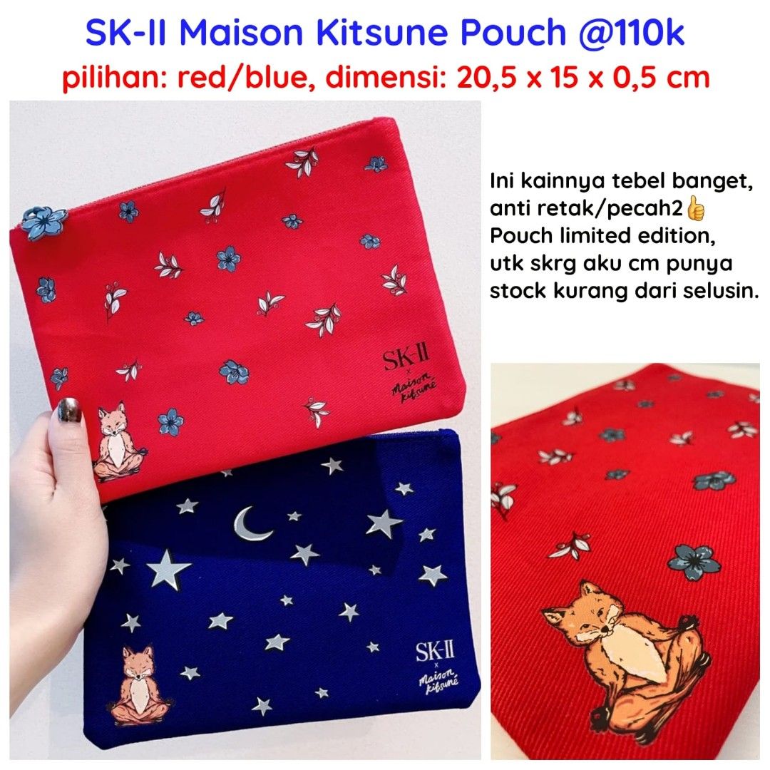 SK-II Maison Kitsune Pouch Limited Edition pouch red blue fox with ...