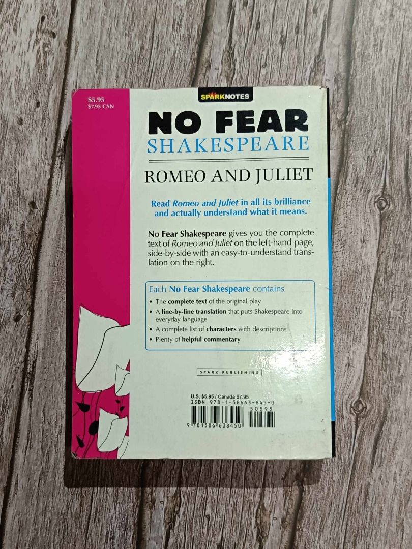 Sparknotes Romeo and Juliet No Fear Shakespeare Side by Side Plain ...