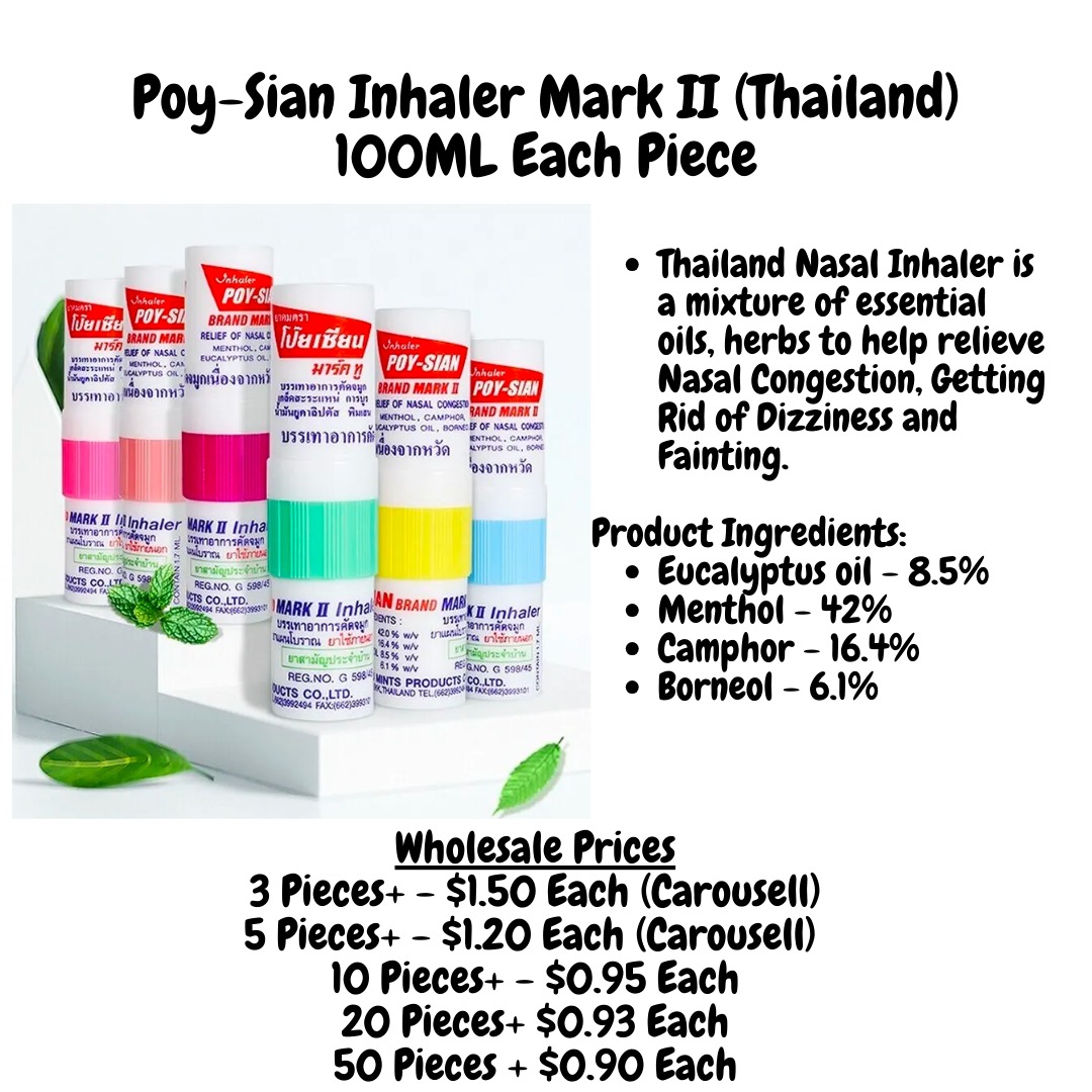 Thailand Poy-Sian Mark II - Nasal Inhaler, Health & Nutrition, Medical ...