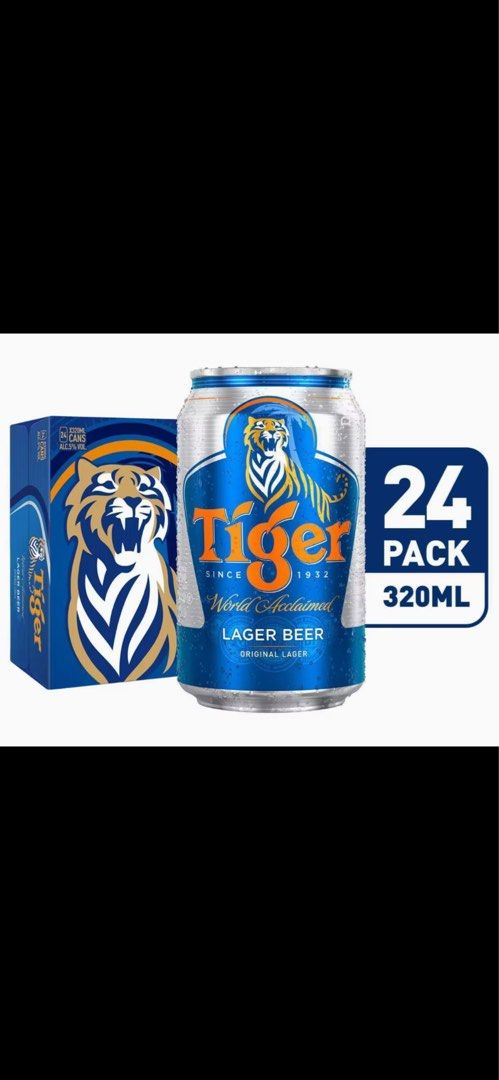 Tiger Beer 320ml x 24 cans BBD 10/2024, Food & Drinks, Alcoholic ...