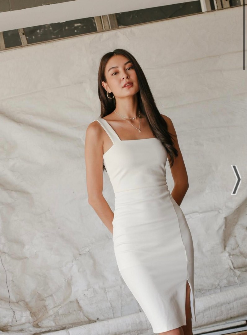 TOPAZETTE STELLA SQUARE NECK SIDE ZIP DRESS, Women's Fashion, Dresses ...