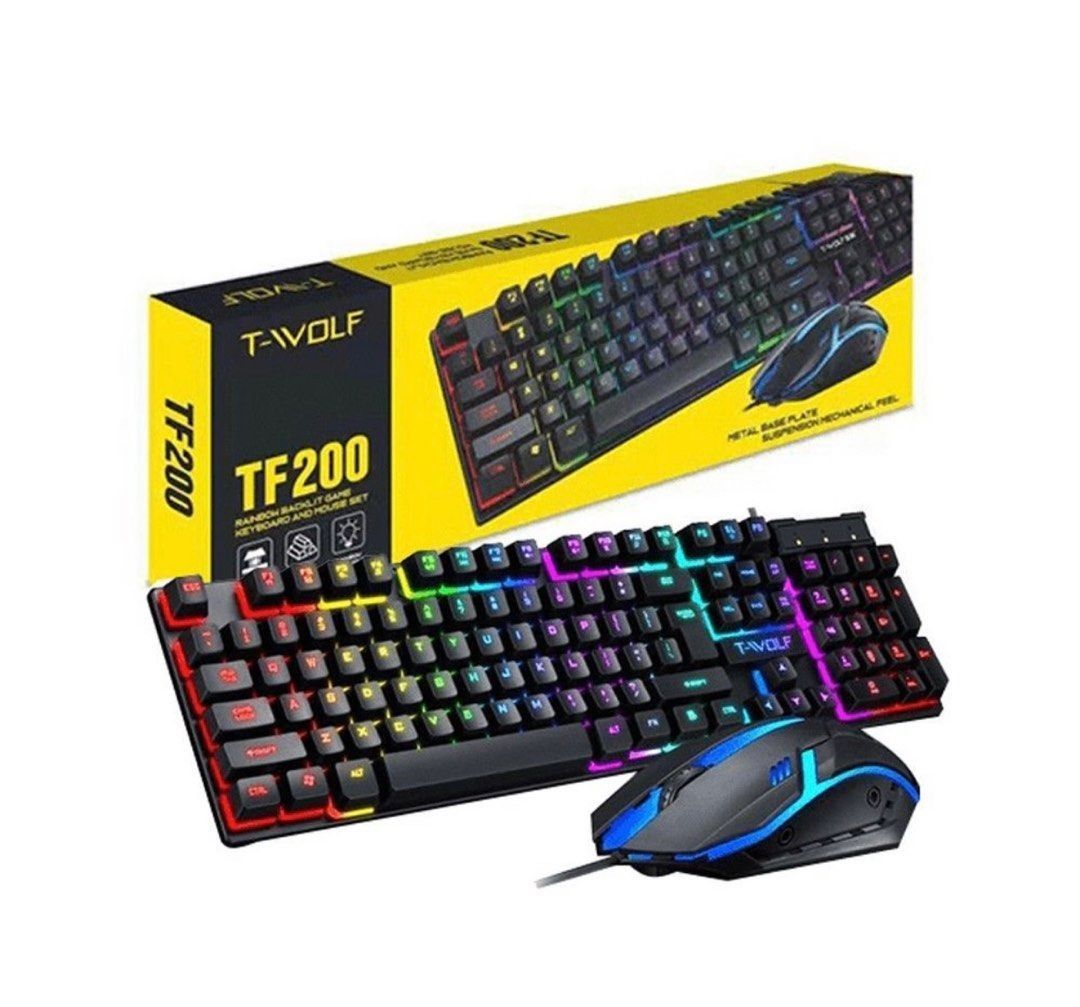 T-Wolf TF200 Rainbow Backlit Game Keyboard and Mouse set, Computers ...