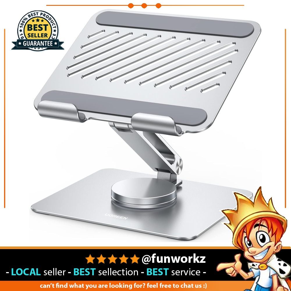 UGREEN Tablet Stand Rotatable for Desk Swivel Base Dual Rod Support ...