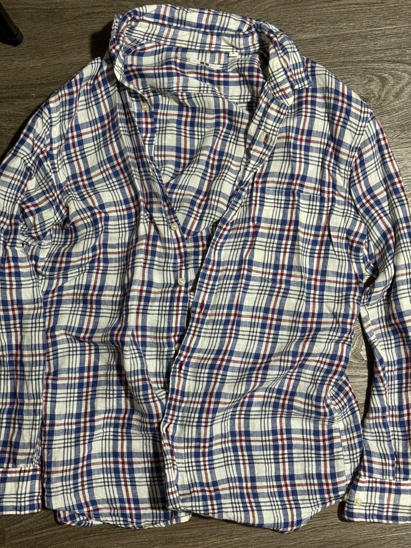 Uniqlo linen flannel shirt, Men's Fashion, Tops & Sets, Tshirts & Polo ...