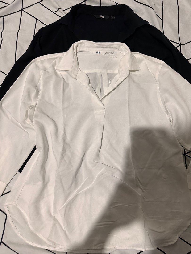 Uniqlo Longsleeve Bundle w/ freebie poloshirt, Women's Fashion, Tops ...