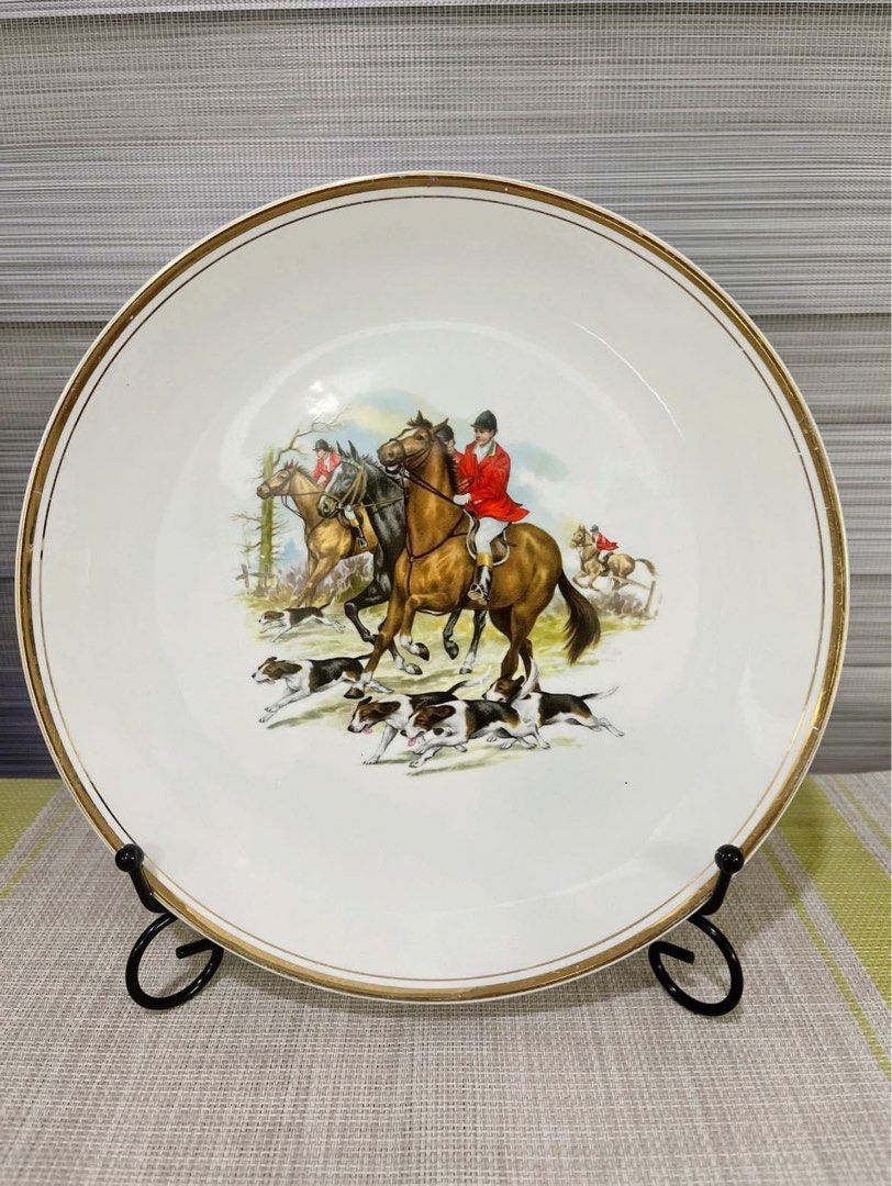 Vintage Fox Hunting Scene Trinket Dish Crown Staffordshire England ...