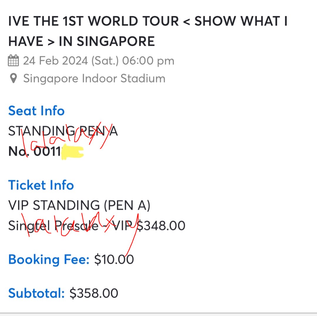 [VIP Pen A Q. 100+] IVE Singapore Concert, Tickets & Vouchers, Event Tickets on Carousell