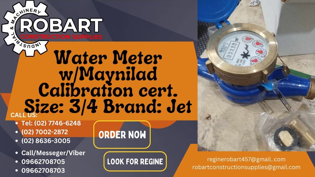 Water Meter with Maynilad Calibration cert. Size: 3/4 Brand: Jet ...