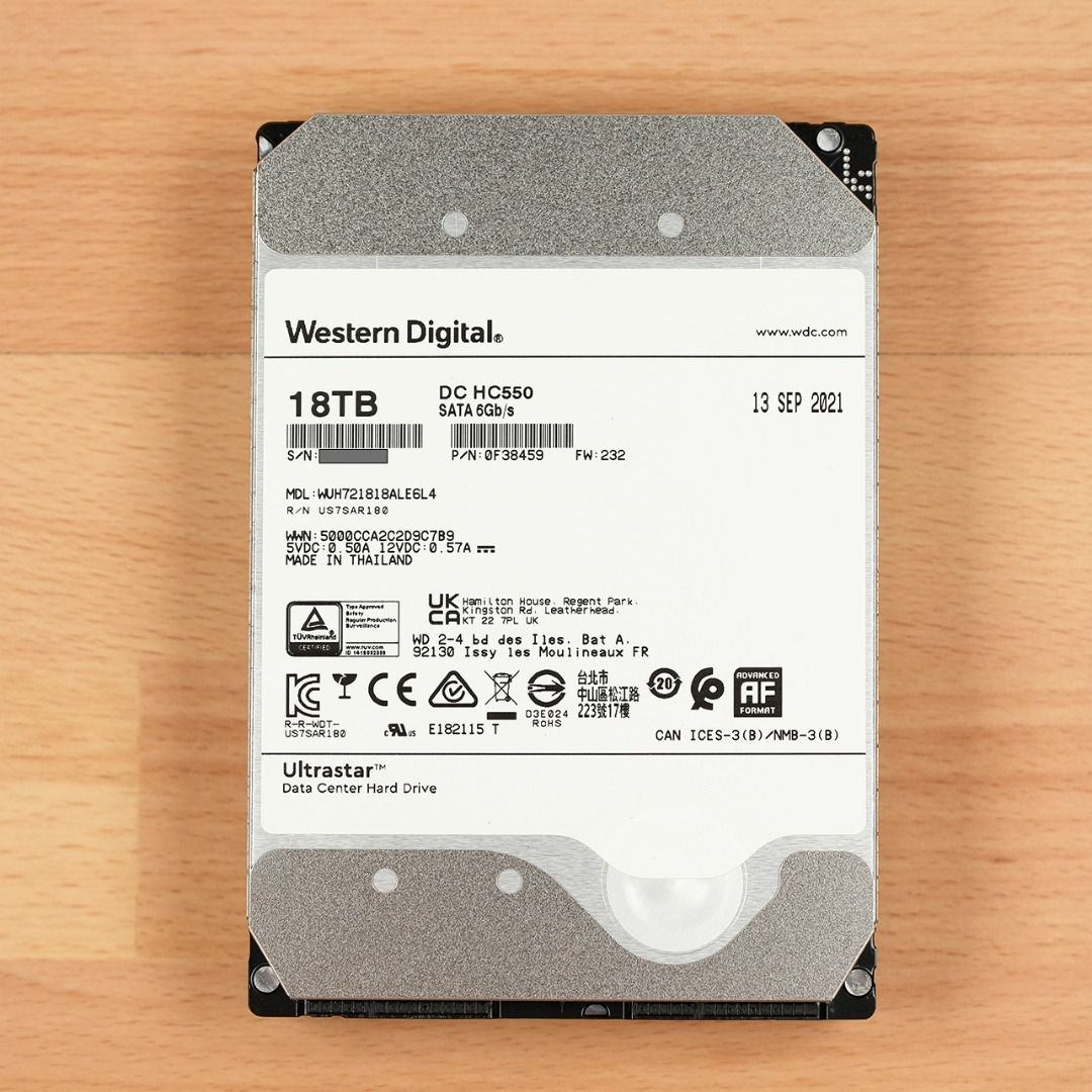 Western Digital Ultrastar Data Center HC550 18TB SATA 6g HDD 0F38459 ...