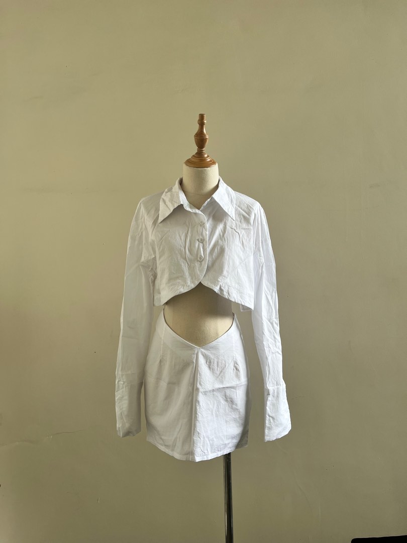 White Polo and Skirt Coords/Set, Women's Fashion, Dresses & Sets, Sets ...
