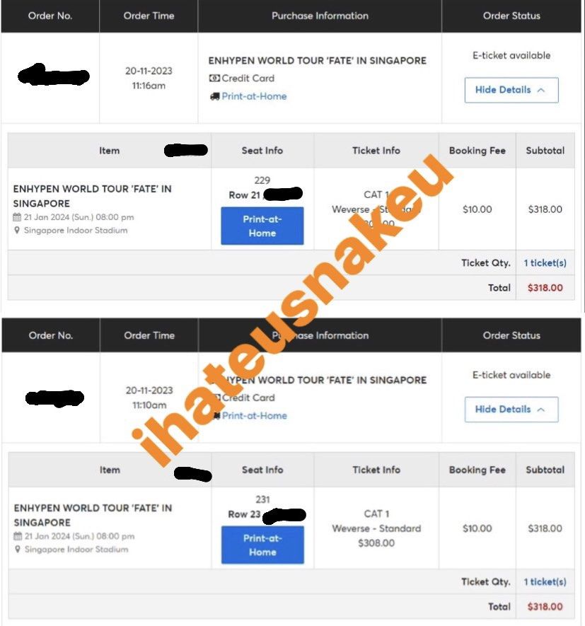 WTS CAT 1 SECTIONS 229 & 231 DAY 2 SUNDAY ENHYPEN FATE IN SG WORLD TOUR ...
