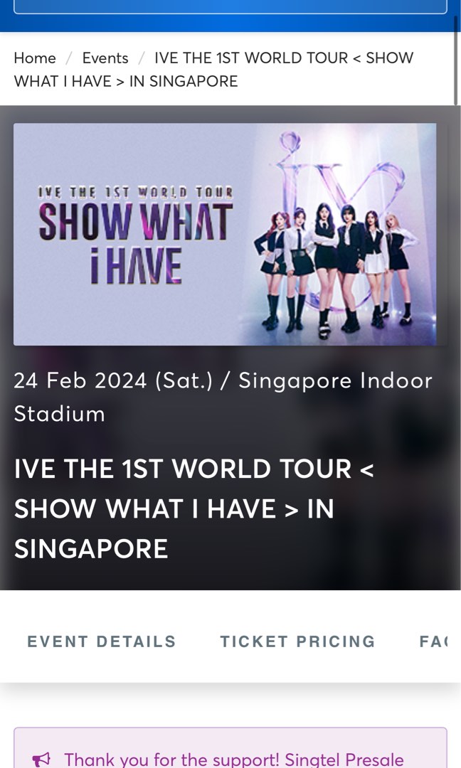 WTS IVE singapore 2024, Tickets & Vouchers, Event Tickets on Carousell