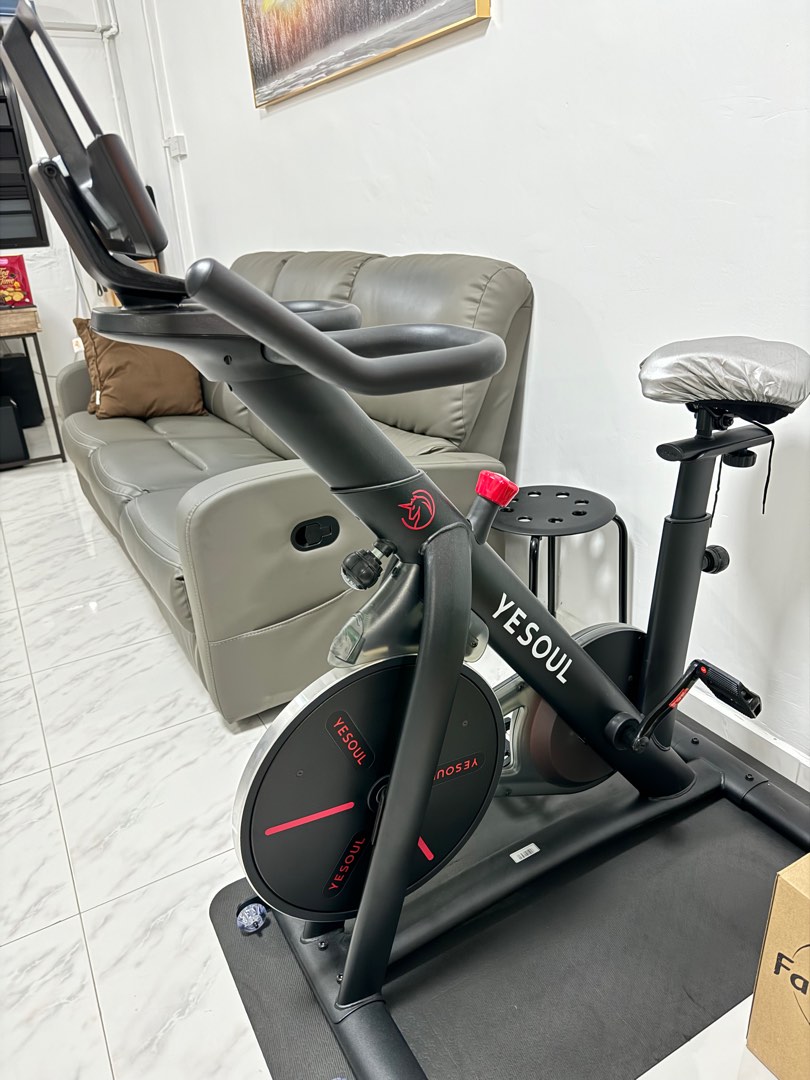 Yesoul S3 Exercise Spin Bike (Black, with mat), Sports Equipment, Exercise & Fitness, Cardio ...