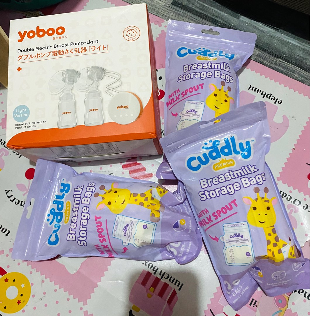 Yoboo breastfeeding pump with free 3packs of breatmilk storage, Babies ...