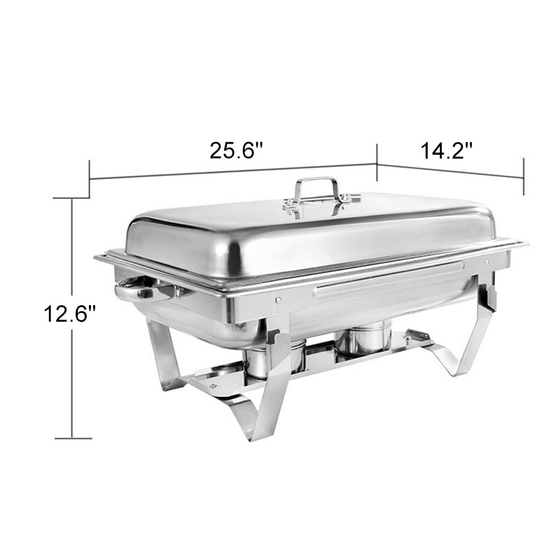 11L Foldable Stainless Steel Square Buffet Stove Dish Set Container for ...