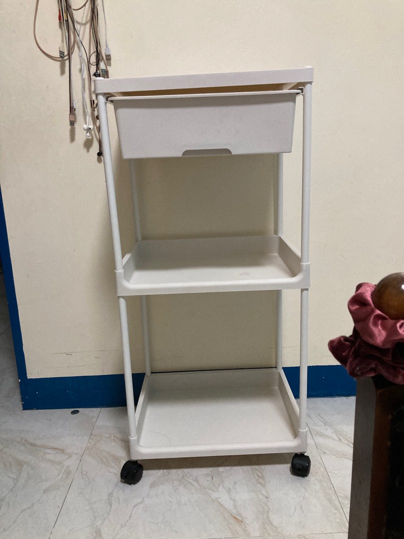 Aesthetic Minimalist Organizer Rack 3-Tier Storage Trolley, Furniture ...