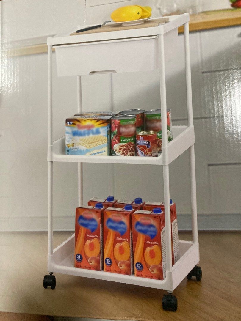 Aesthetic Minimalist Organizer Rack 3-Tier Storage Trolley, Furniture ...