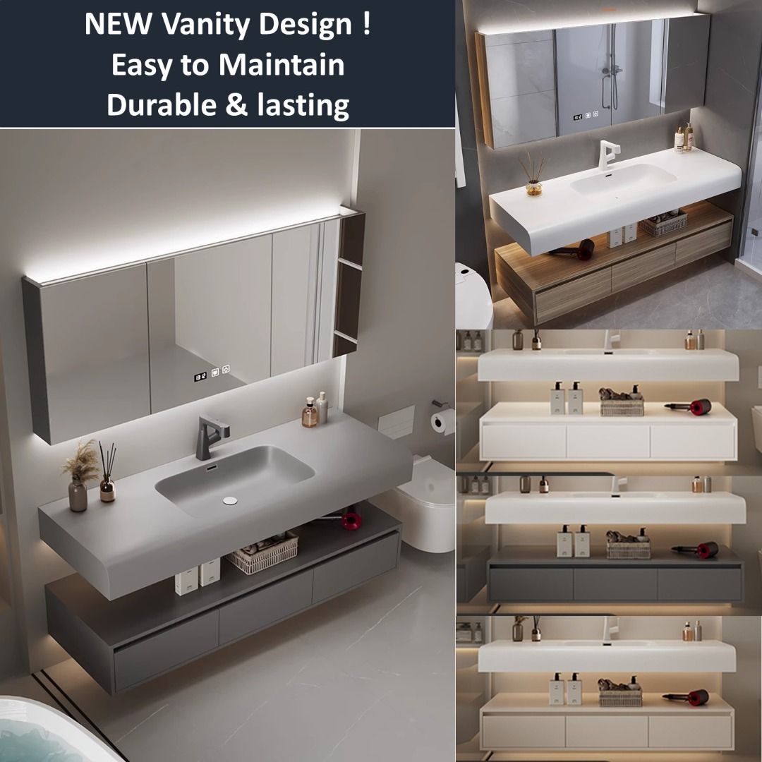 Anti Rust Corian Solid Surface Basin Top With Drawer Vanity, Furniture ...