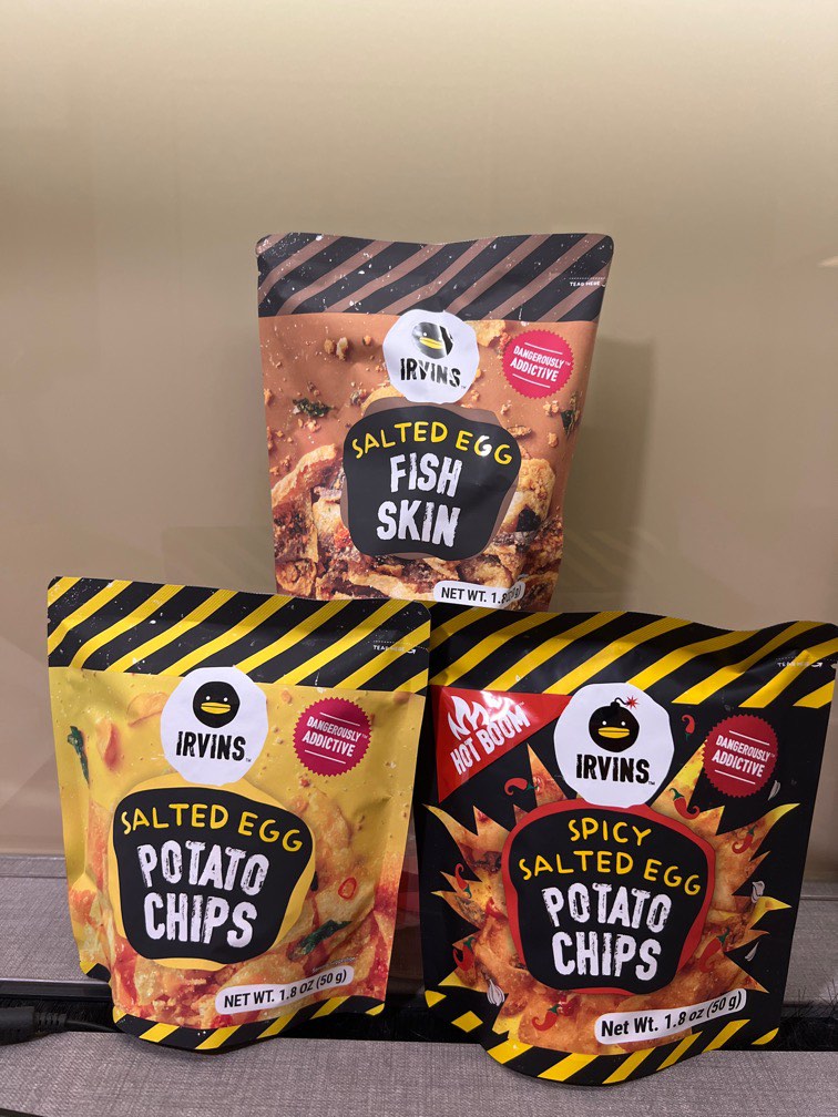 BN $12 for 3 Irvins salted egg potato chips, fish skin, spicy salted ...