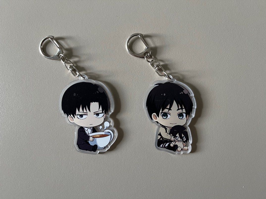 Attack on Titan Eren and Levi keychains, Hobbies & Toys, Memorabilia ...