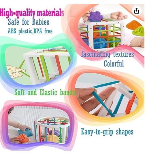 Baby Sensory Shape Sorter Blocks Toy - Activity Center Cube Bin ...