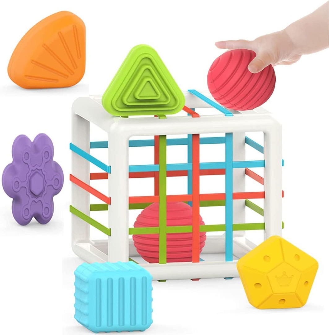 Baby Sensory Shape Sorter Blocks Toy - Activity Center Cube Bin ...