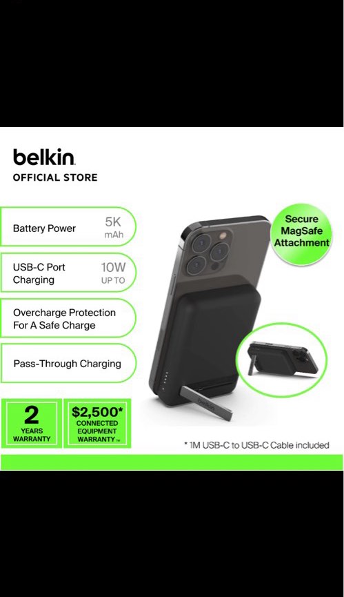 Belkin BoostCharge Magsafe magnetic wireless Powerbank 5k +stand, Mobile Phones & Gadgets ...