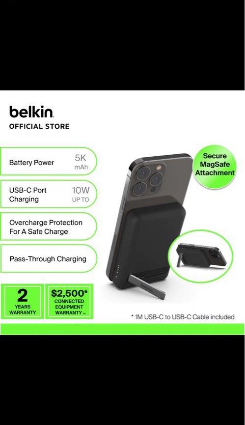 Belkin BoostCharge Magsafe Magnetic Wireless Powerbank K Stand Mobile Phones Gadgets