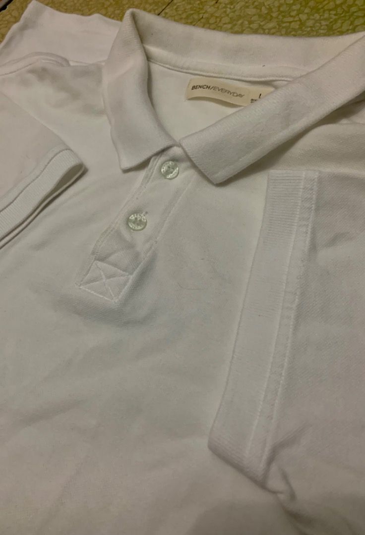 BENCH POLO SHIRT PLAIN WHITE, Men's Fashion, Tops & Sets, Tshirts ...