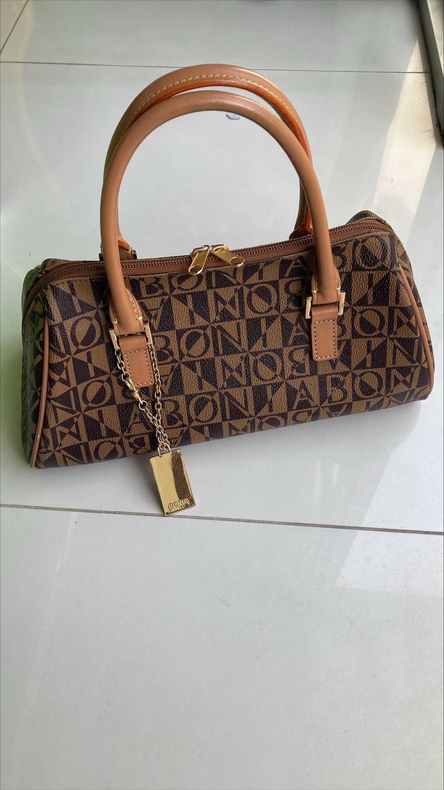 BONIA Monogram Satchel Women Handbag, Luxury, Bags & Wallets on Carousell
