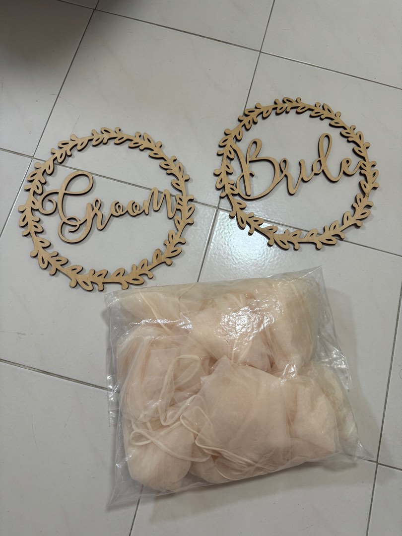 Bride and groom sign (with some defect), Hobbies & Toys, Stationery ...