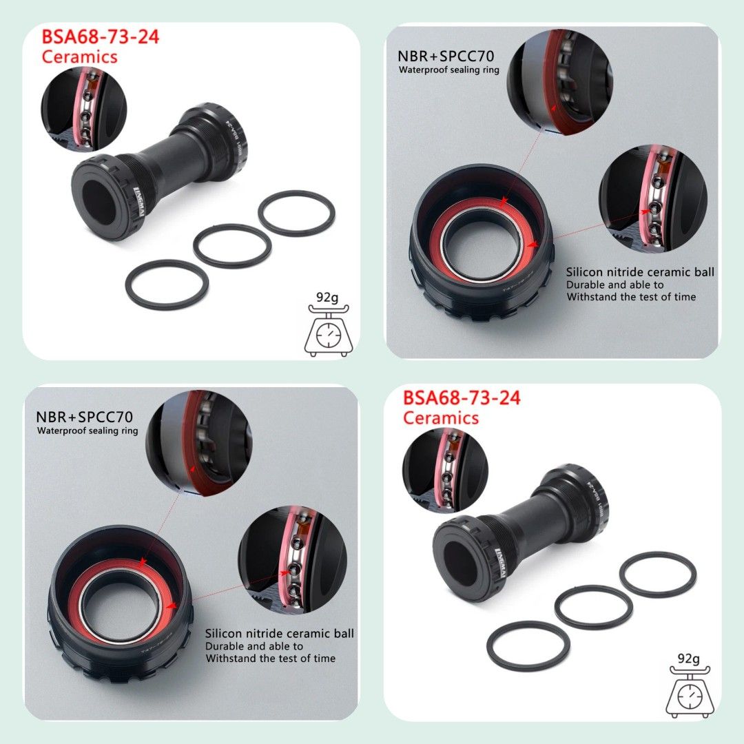 BSA 24mm Ceramic Bottom Bracket Silicon Nitride Ceramic Ball Bearing ...