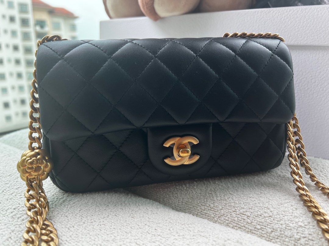 Chanel Camellia 23S mini rectangular, Luxury, Bags & Wallets on Carousell