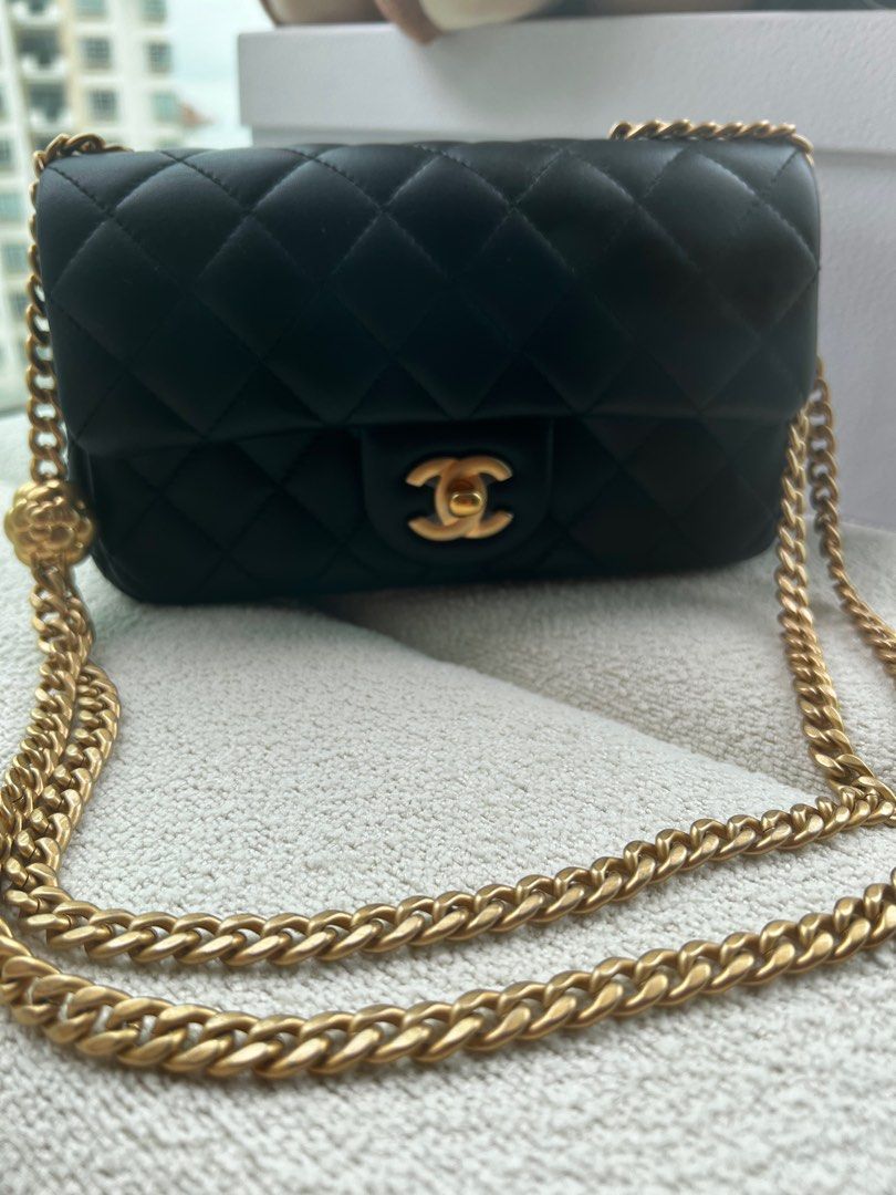 Chanel Camellia 23S mini rectangular, Luxury, Bags & Wallets on Carousell