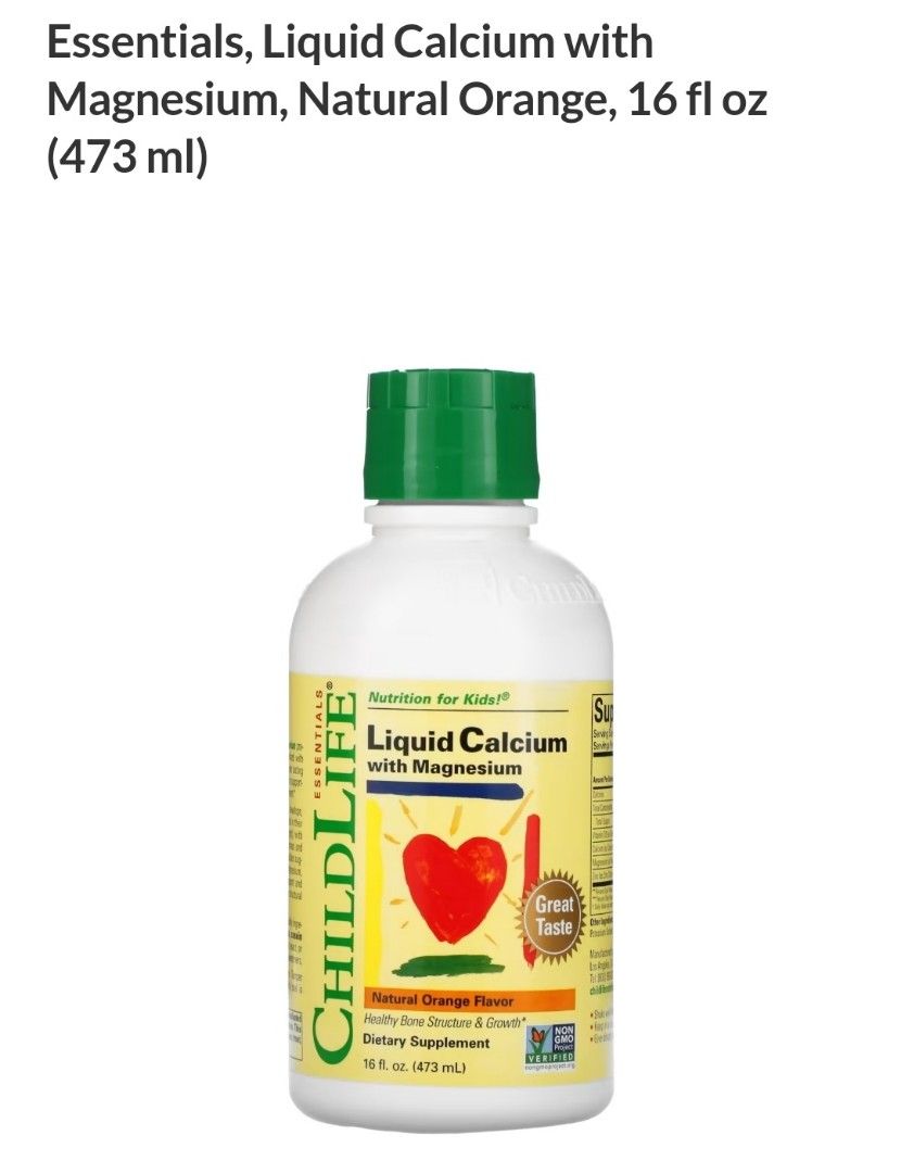 Childlife liquid calcium with magnesium, Health & Nutrition, Health ...