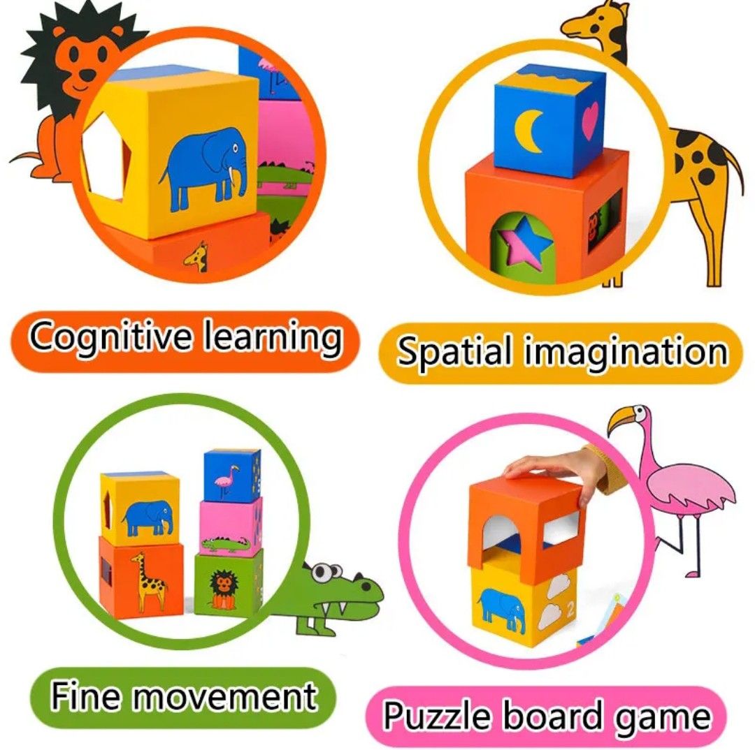 Children Puzzle Board Game Montessori Toy Shape Spatial Cognition ...