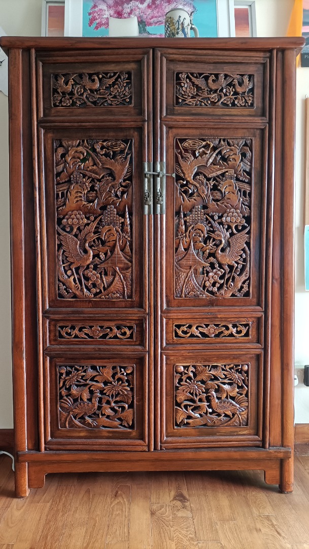 Chinese Wardrobe with carved doors, Furniture & Home Living, Furniture ...