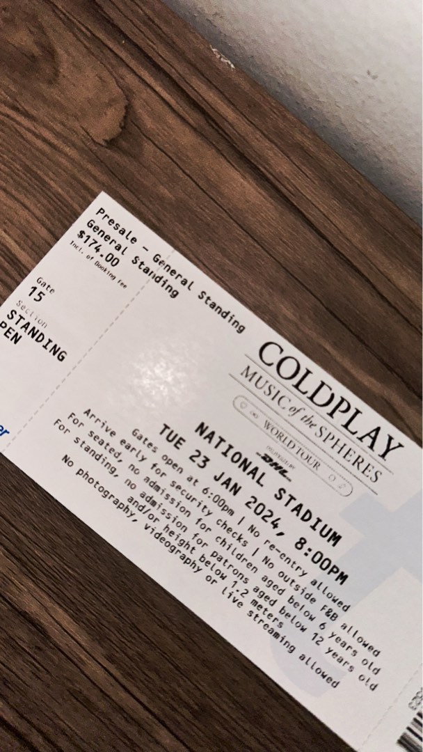 WTT: Coldplay Concert Ticket - General Standing 23 Jan 2024, Tickets ...
