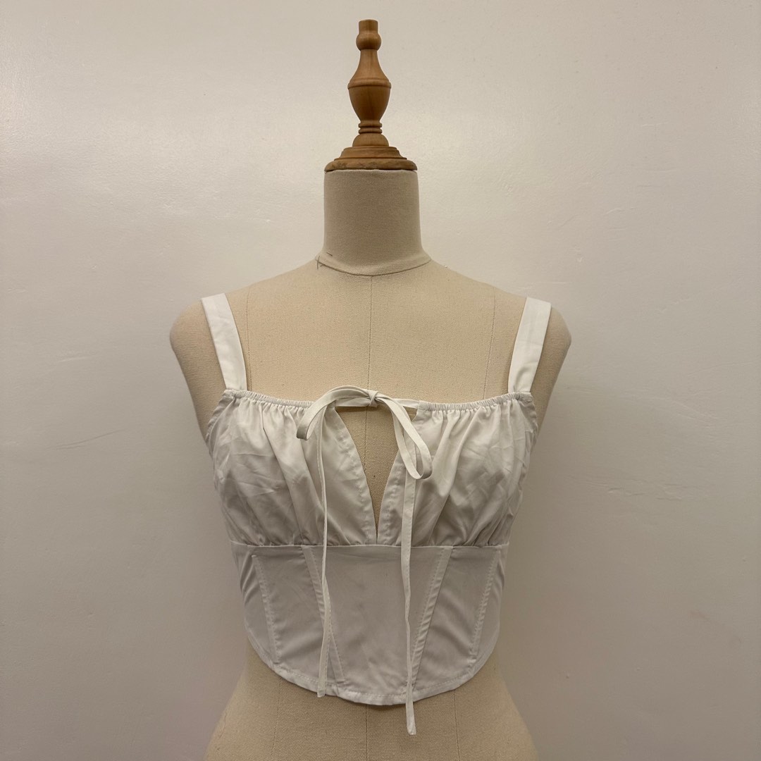 Cottagecore Bustier White Top, Women's Fashion, Tops, Sleeveless on ...