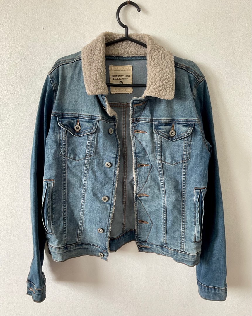 Denim Jacket Sherpa University Club, Women's Fashion, Coats, Jackets ...